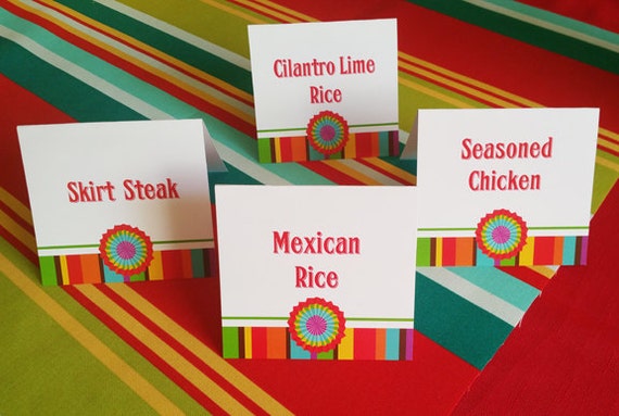 50% OFF SALE - Mexican Fiesta Party Tent Style Buffet Labels Printable ...