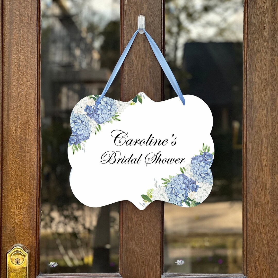 Personalized Blue Hydrangea Welcome Door Sign Ready to Hang Class ...