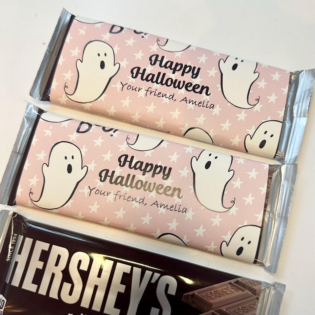 Halloween Ghost Candy Bar Wrappers PRINTED for Kids Classroom Birthday ...