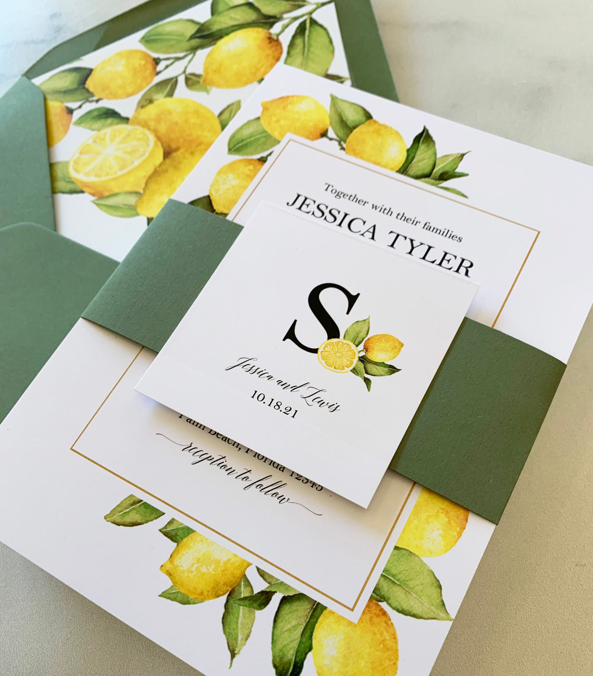 Lemon Wedding Invitations Wedding Invitation Suite Engagement | Etsy