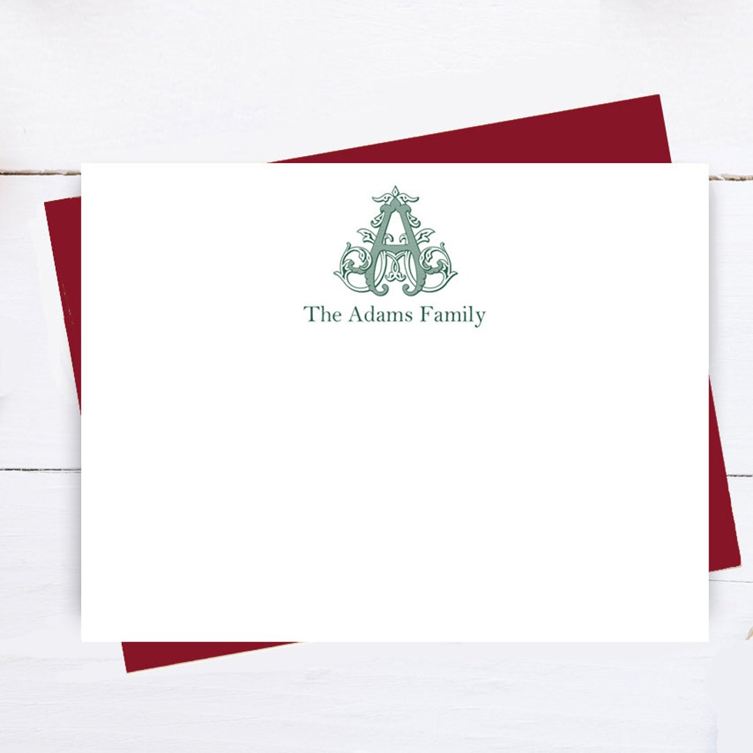 Personalized Christmas Gift Note Cards Stationery Set of 10 Wreath Flat ...