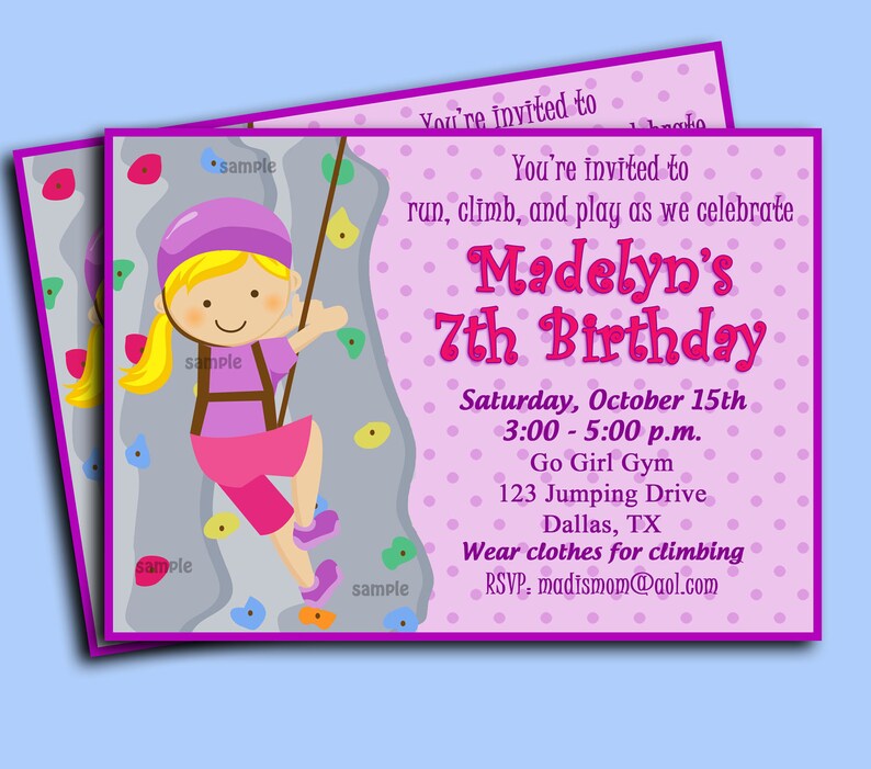 Rock Wall Invitation for Rock Climbing Party Printable or - Etsy