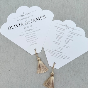 Wedding Program Fans With Tassel Scallop Sea Shell Ivory White - Etsy