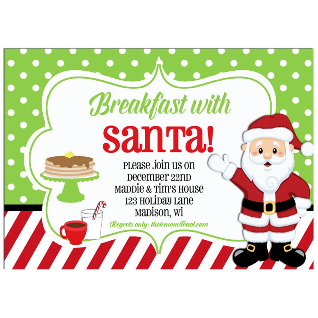 Breakfast With Santa Party Invitation Printable or Printed With FREE ...