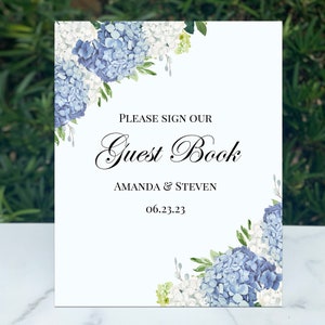 Blue Hydrangea Wedding Water Labels Printed Bridal Shower Engagement ...