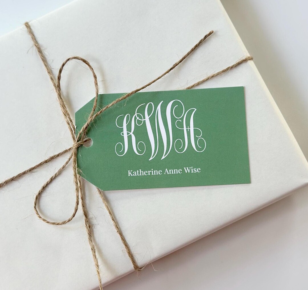 PRINTED Monogram Gift Tags Personalized Corporate Gift Custom Hostess ...