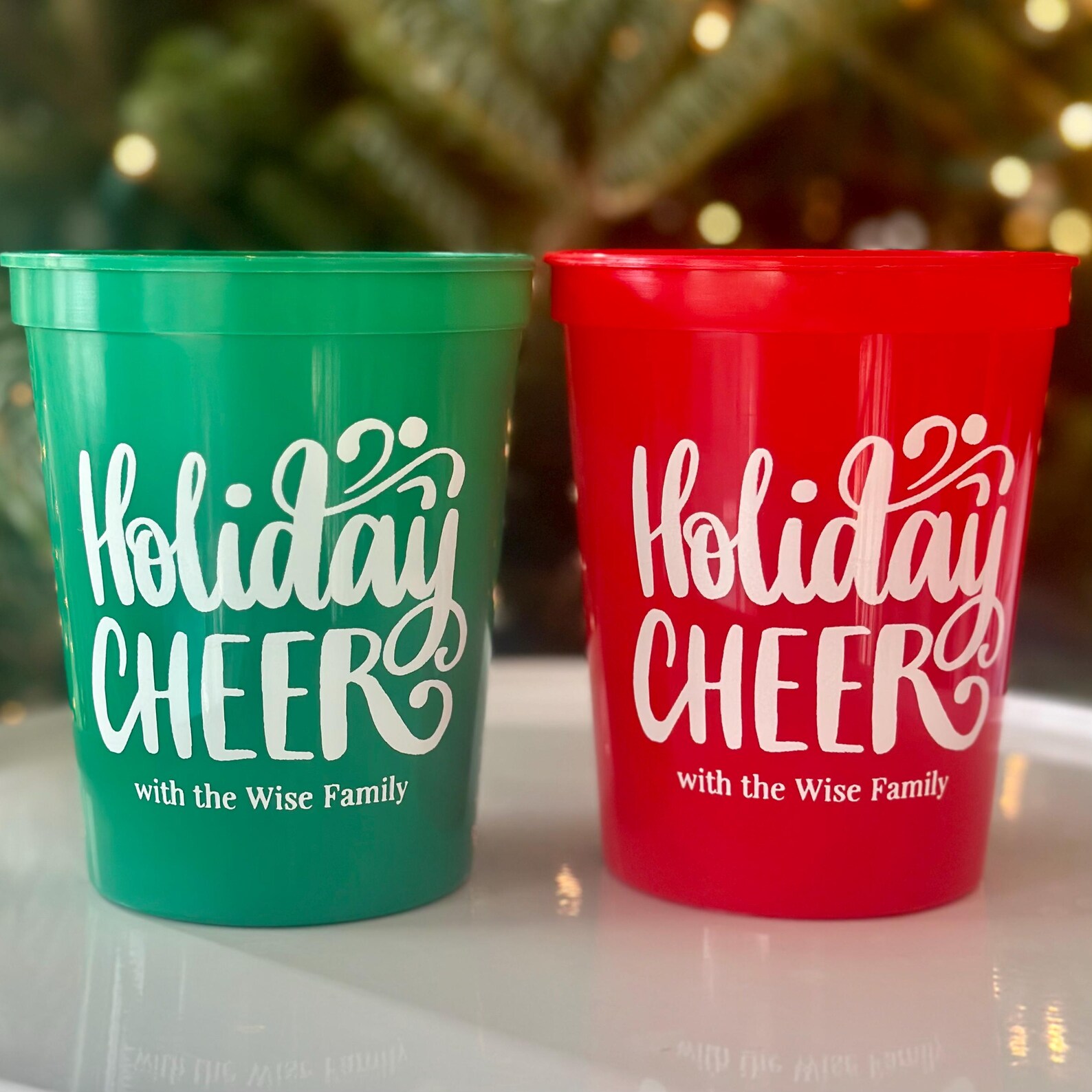 Personalized Holiday Cheer Christmas Printed Party Cups 16oz - Any ...