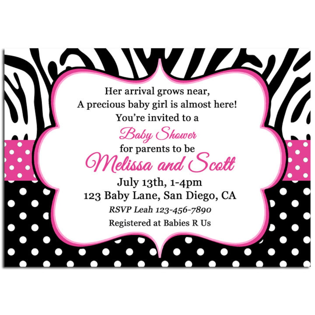 Free Printable Zebra Baby Shower Invitations