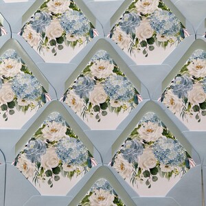 Blue and Ivory Wedding Program Fans Assembled - Dusty Blue Steel Blue ...