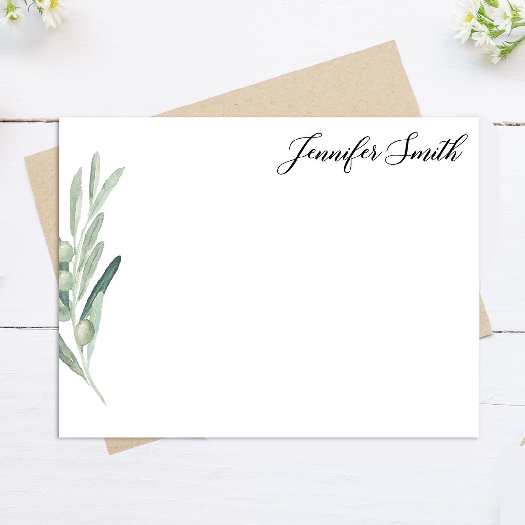 Personalized Stationery Set - Flat Personalized Card - Stationery Note ...