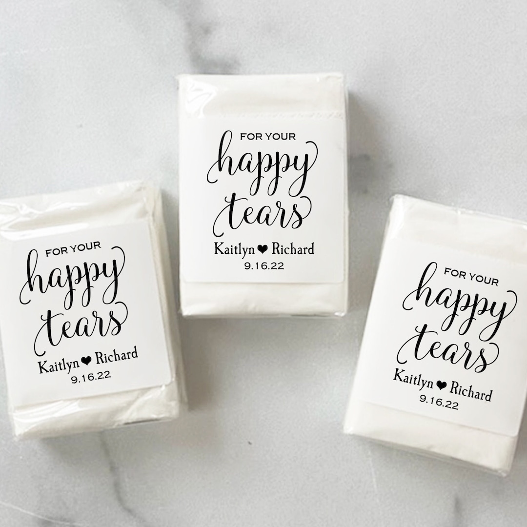Happy Tears Tissue Packs Personalized Wedding Favors Ceremony Pack of ...