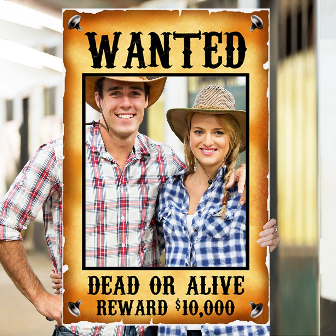 Wanted Photo Prop Printed Board Western Party Cowboy Cowgirl Birthday ...