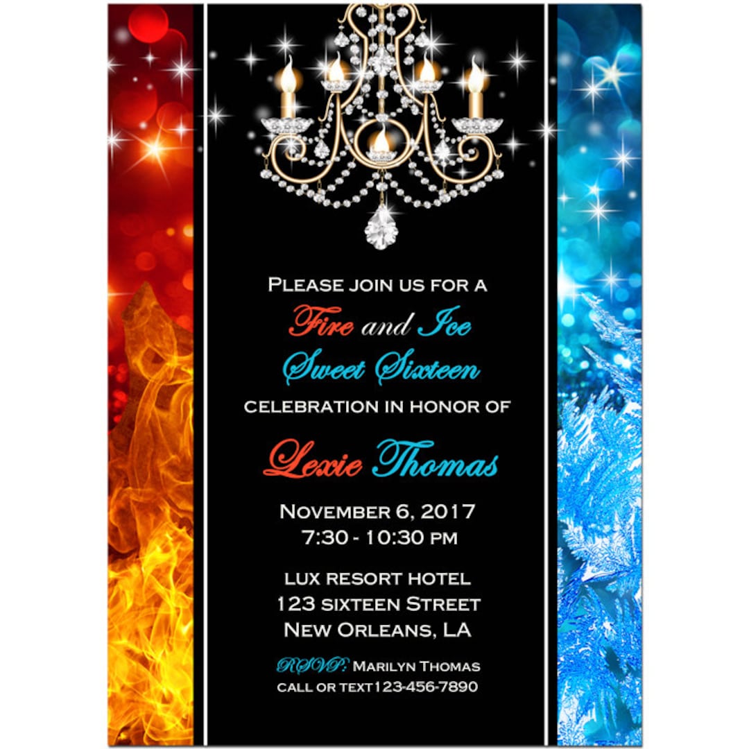 Fire and Ice Invitation Printable or Printed With FREE SHIPPING ...