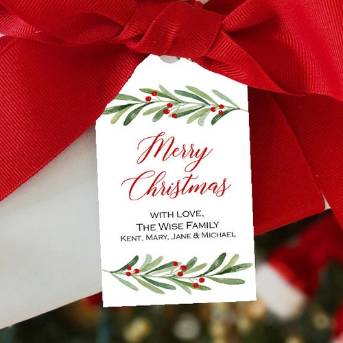 Personalized Christmas Holly Jolly Hang Gift Tags Printable or - Etsy