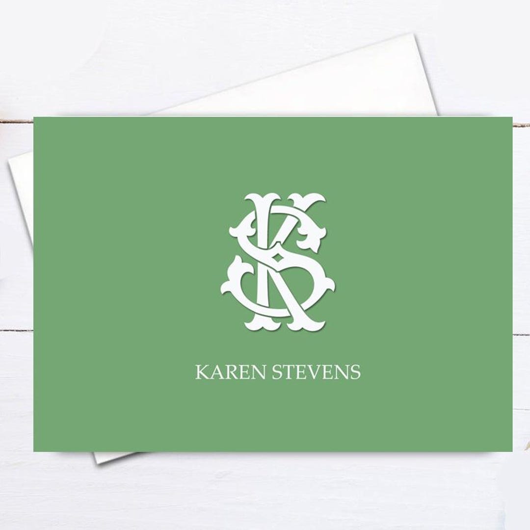 Folded Monogram Note Cards Stationery (20 or More) ANY Color With ...
