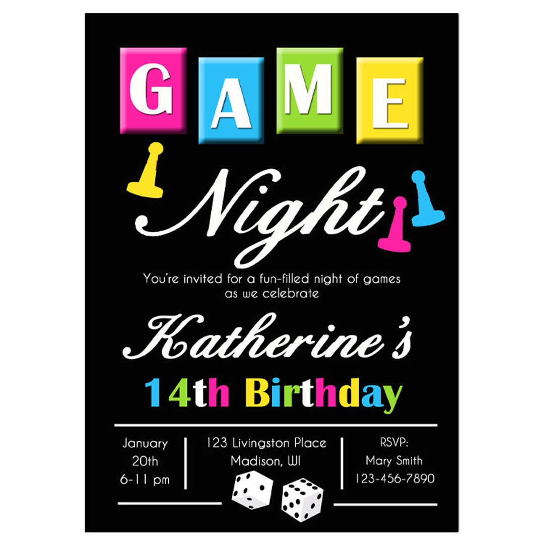 Game Night Invitation Printable or Printed With FREE SHIPPING ...