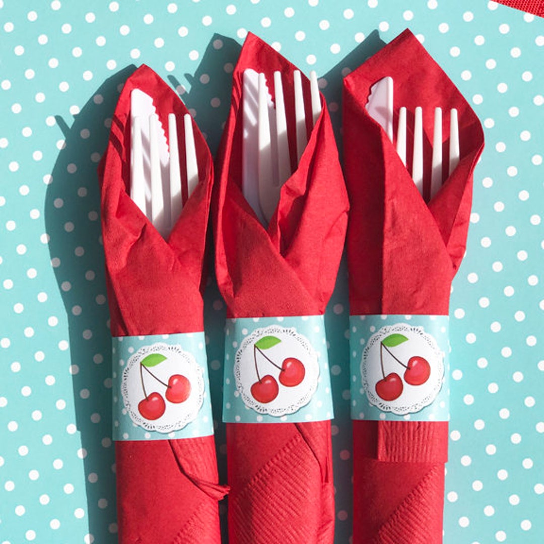 Cherry Napkin Rings Printable Instant Download Retro Cherry Collection ...