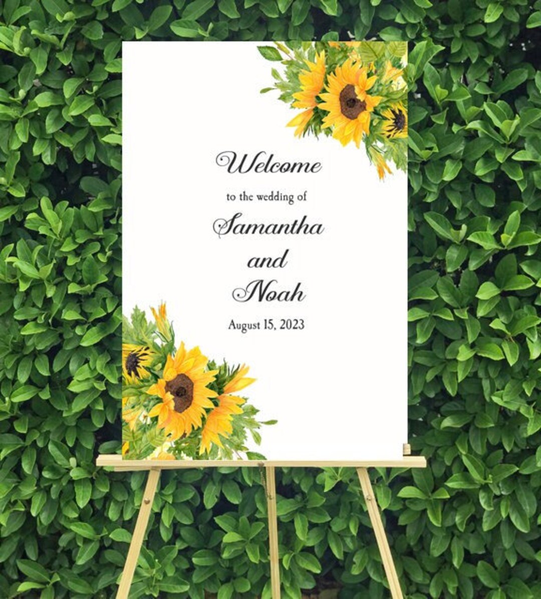 Sunflower Wedding Welcome Sign Printed Board Rehearsal Dinner Bridal ...