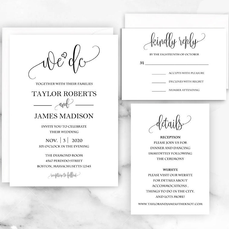 We Do Wedding Invitations Wedding Invitation Suite Engagement - Etsy