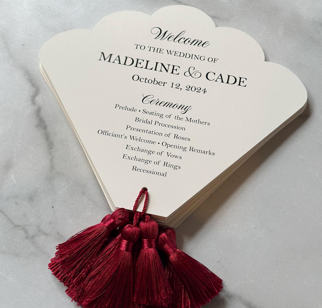 Wedding Program Fans With Tassel Scallop Sea Shell Ivory White - Etsy