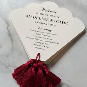 Wedding Program Fans With Tassel Scallop Sea Shell Ivory White - Etsy