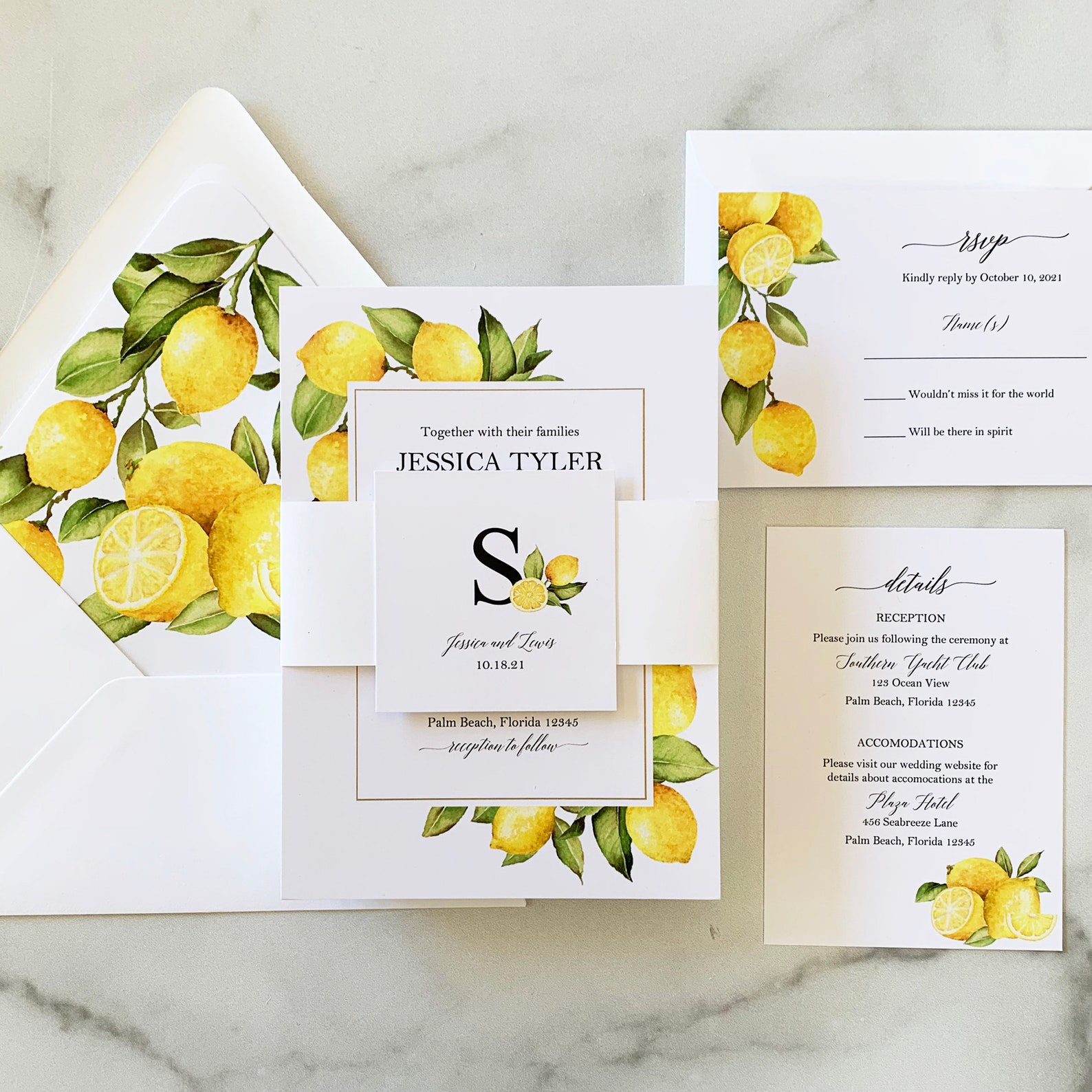 Lemon Wedding Invitations Wedding Invitation Suite Engagement - Etsy