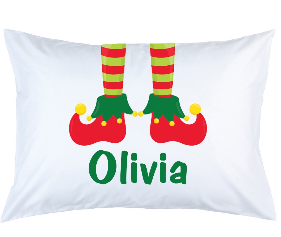 Personalized Christmas Elf Feet Red Stripe Pillow Case | Etsy
