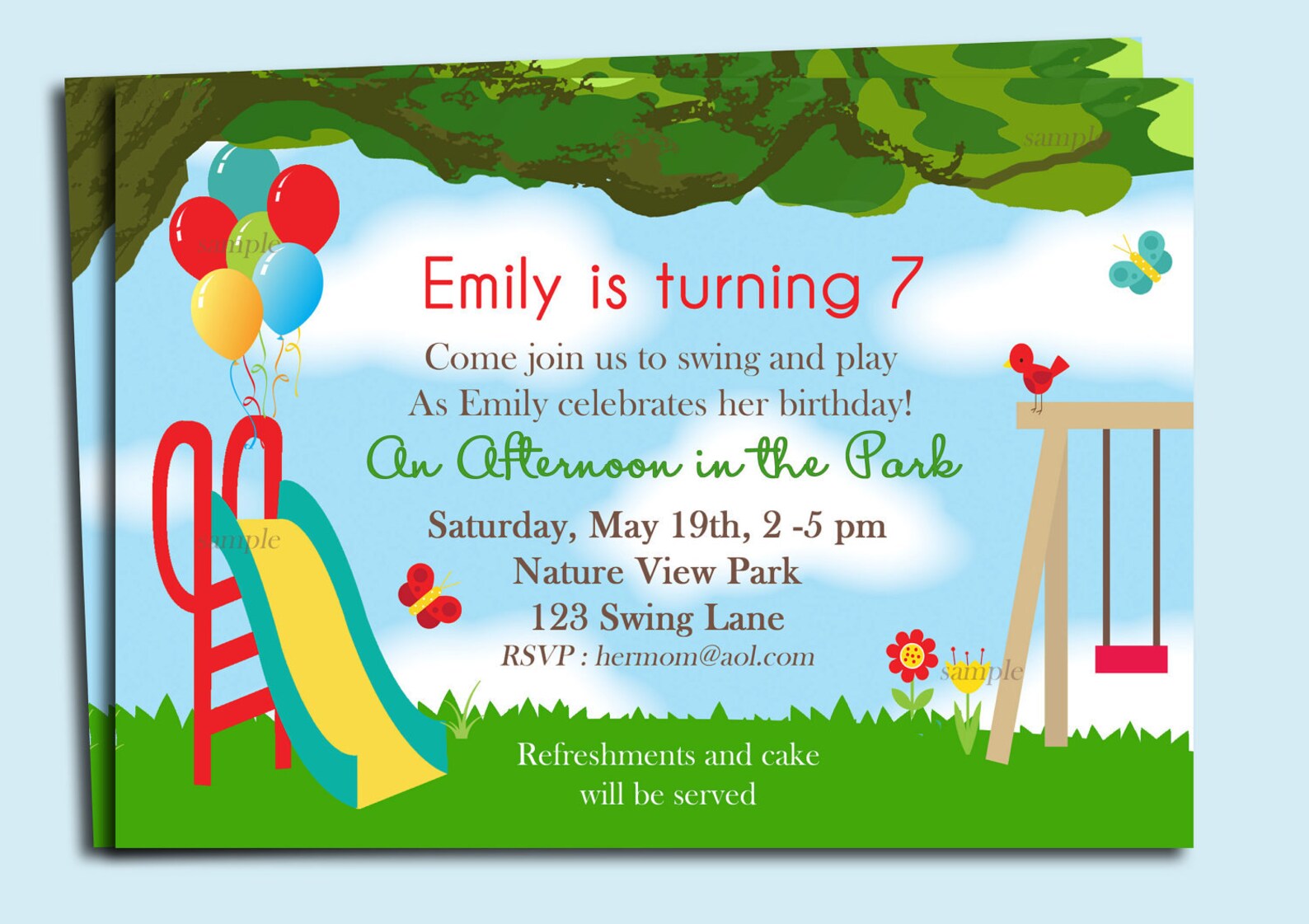 Park Playground Birthday Invitation Printable or Printed With - Etsy
