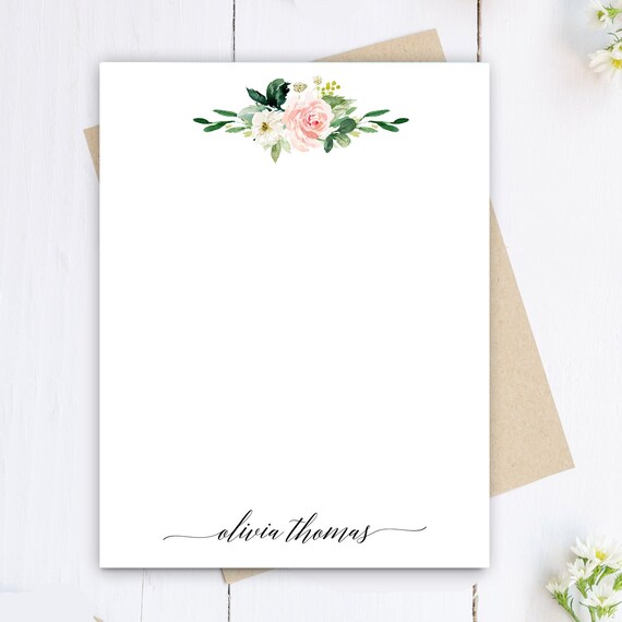 Personalized Stationery Set Flat Floral Personalized Note | Etsy