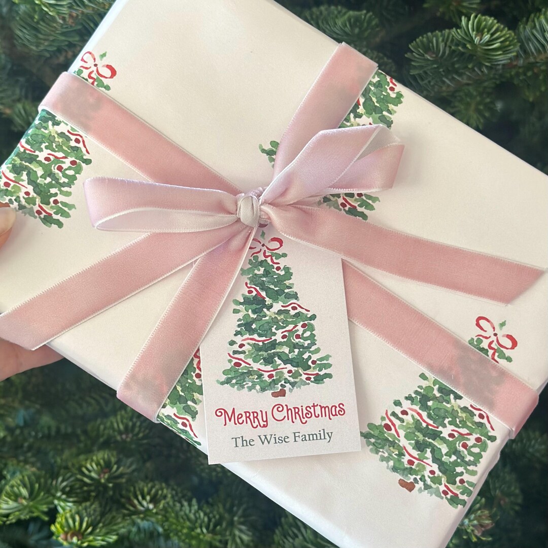 Christmas Pink Gift Wrapping Paper Gift Wrap Sheets Watercolor Holiday ...