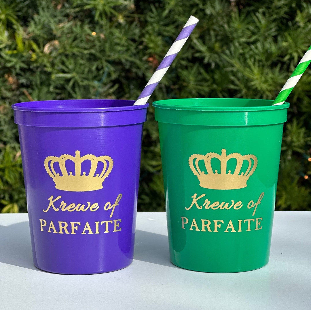 Personalized Mardi Gras Krewe Crown Cups 16oz Princess Crown King Queen ...