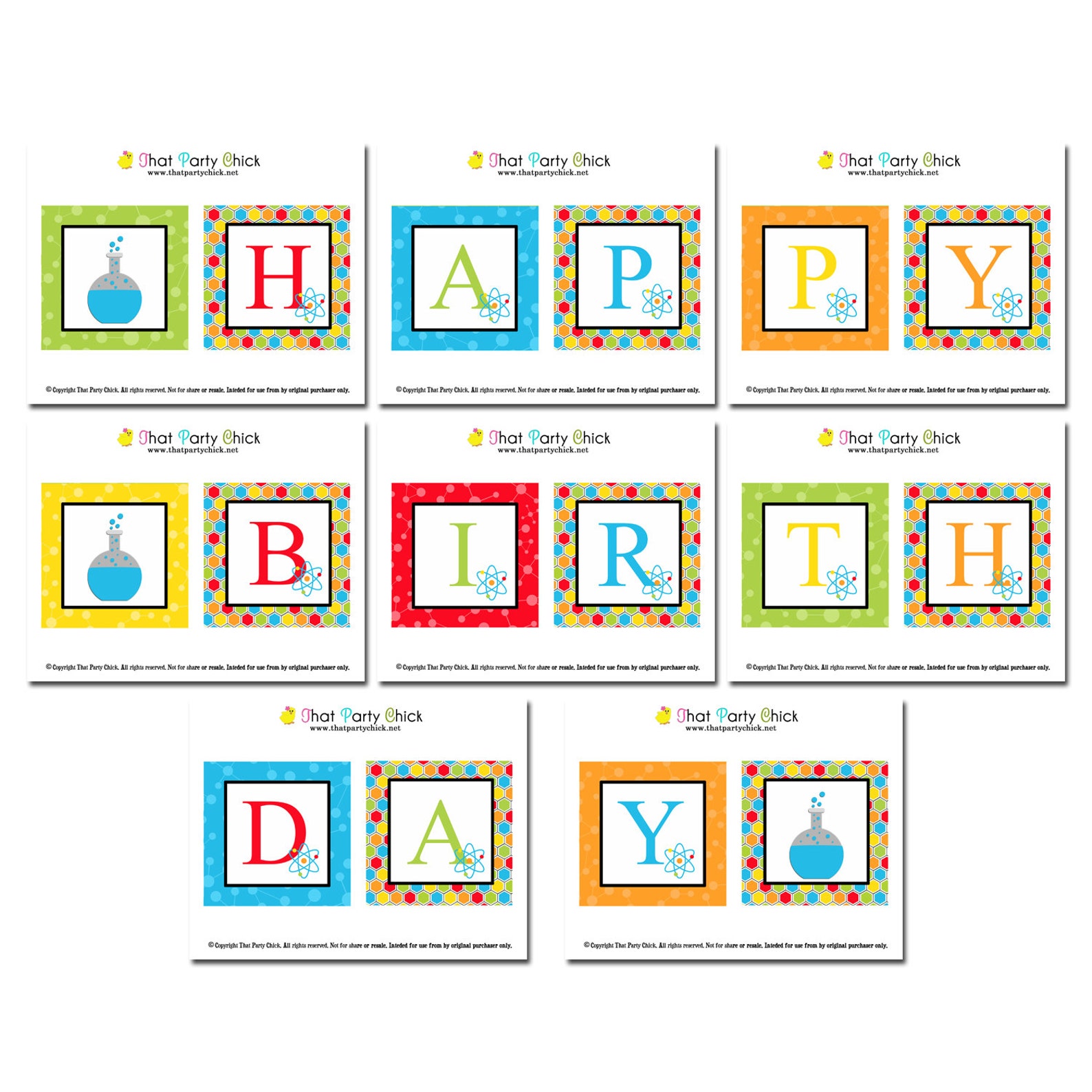 Science Happy Birthday Banner Bunting Printable Instant | Etsy