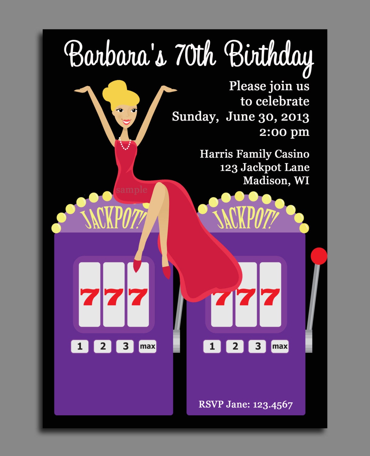 Casino Invitation Printable or Printed With FREE SHIPPING - Adult ...