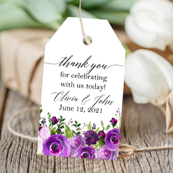 Purple Wedding Personalized Thank You Shower Engagement Tags, Corporate ...