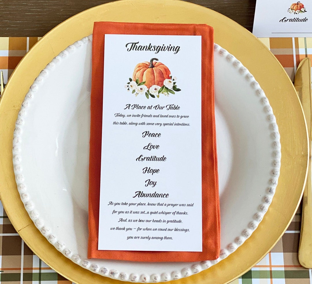 Thanksgiving Gratitude Table Card With Prayer SET OF 12 From Life's ...