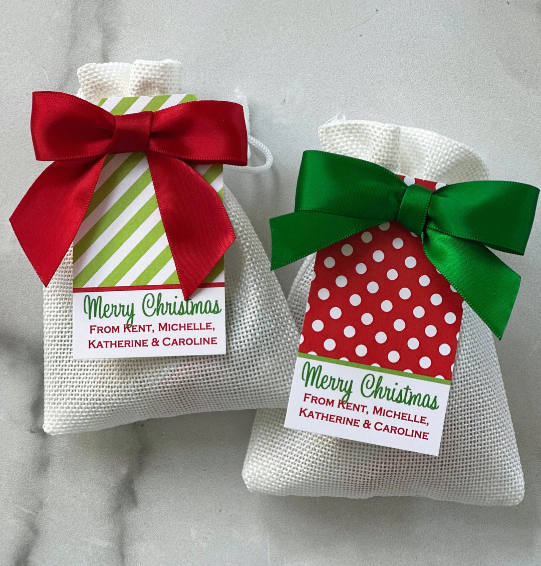 Christmas Gift Tags Bags Set of 48 Personalized and Bags and Bows Gift ...