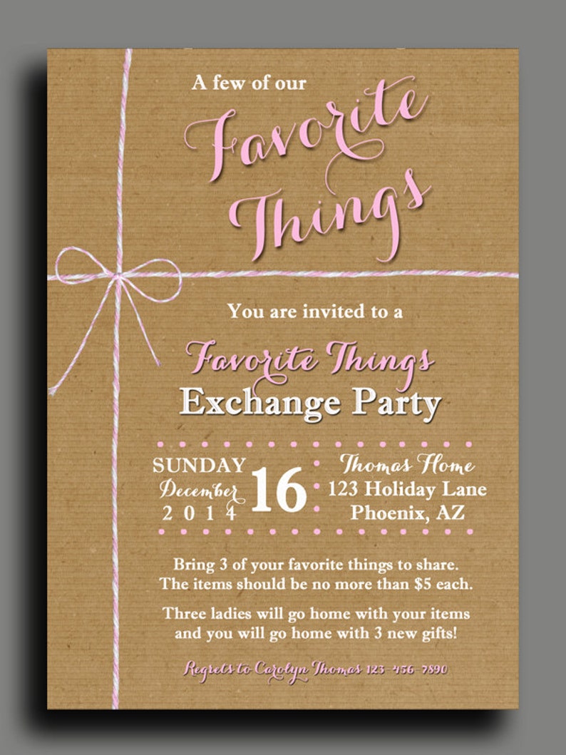 Favorite Things Party Invitation Printable Or Printed With Etsy