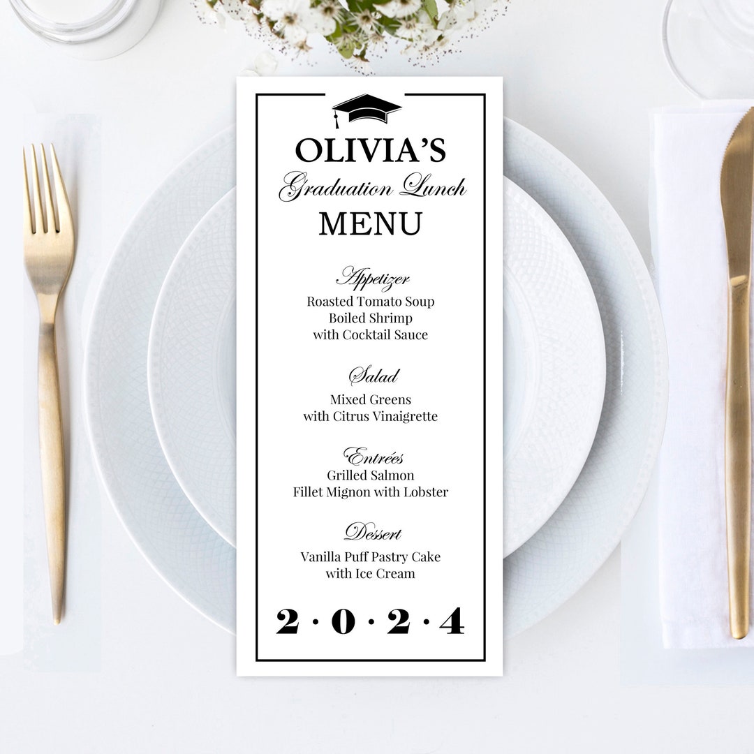 Graduation Menu Printed Class of 2025 High School College Nursing ...