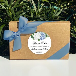 Blue Hydrangea Wedding Water Labels Printed Bridal Shower Engagement ...