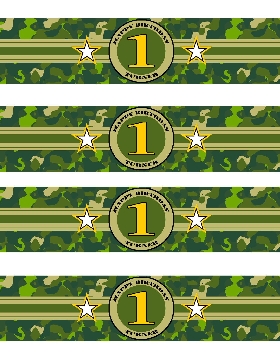 Camouflage Water Bottle Labels Printable Camo Army Military - Etsy ...