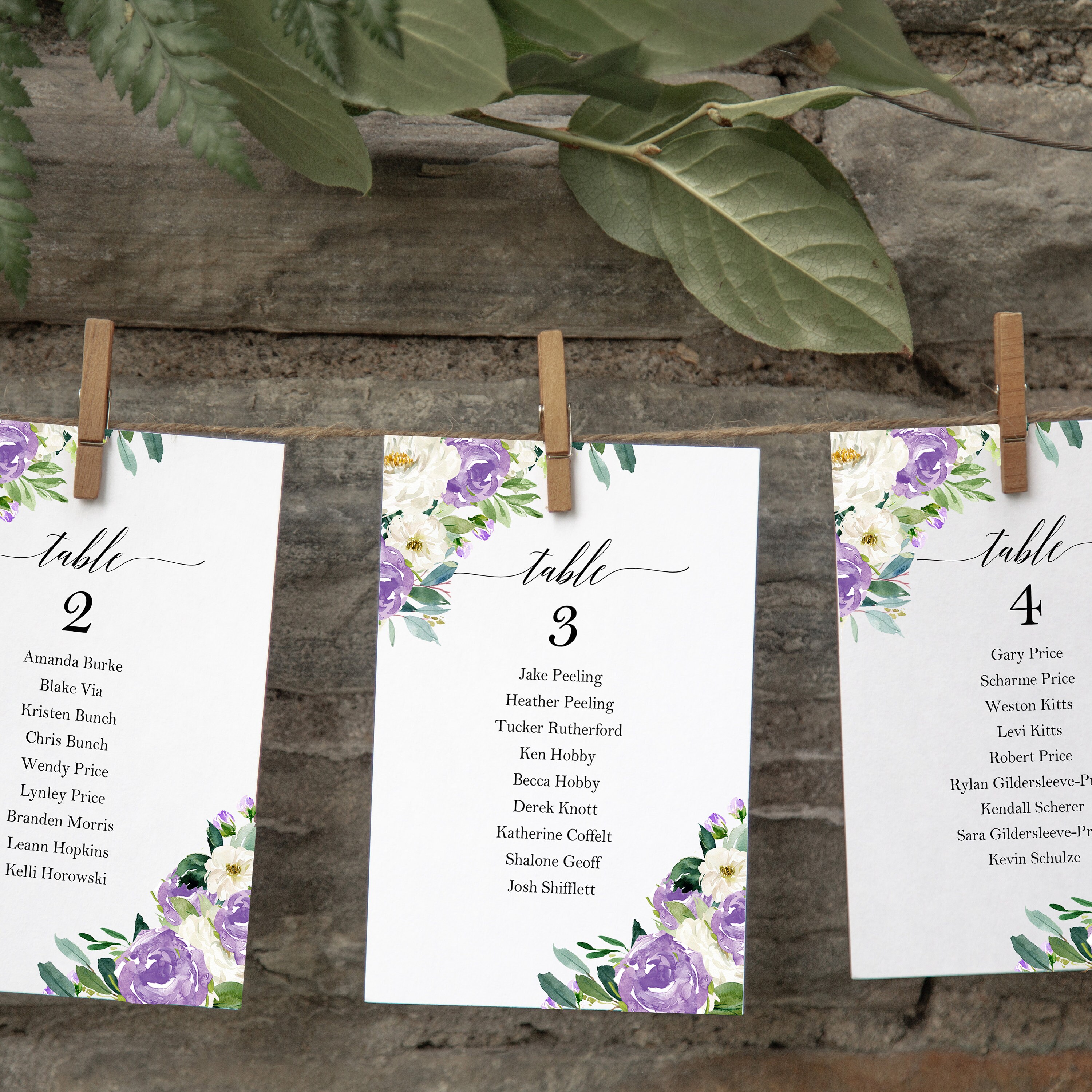 Lavender Lilac Wedding Seating Chart Cards 5x7 Printed | Etsy