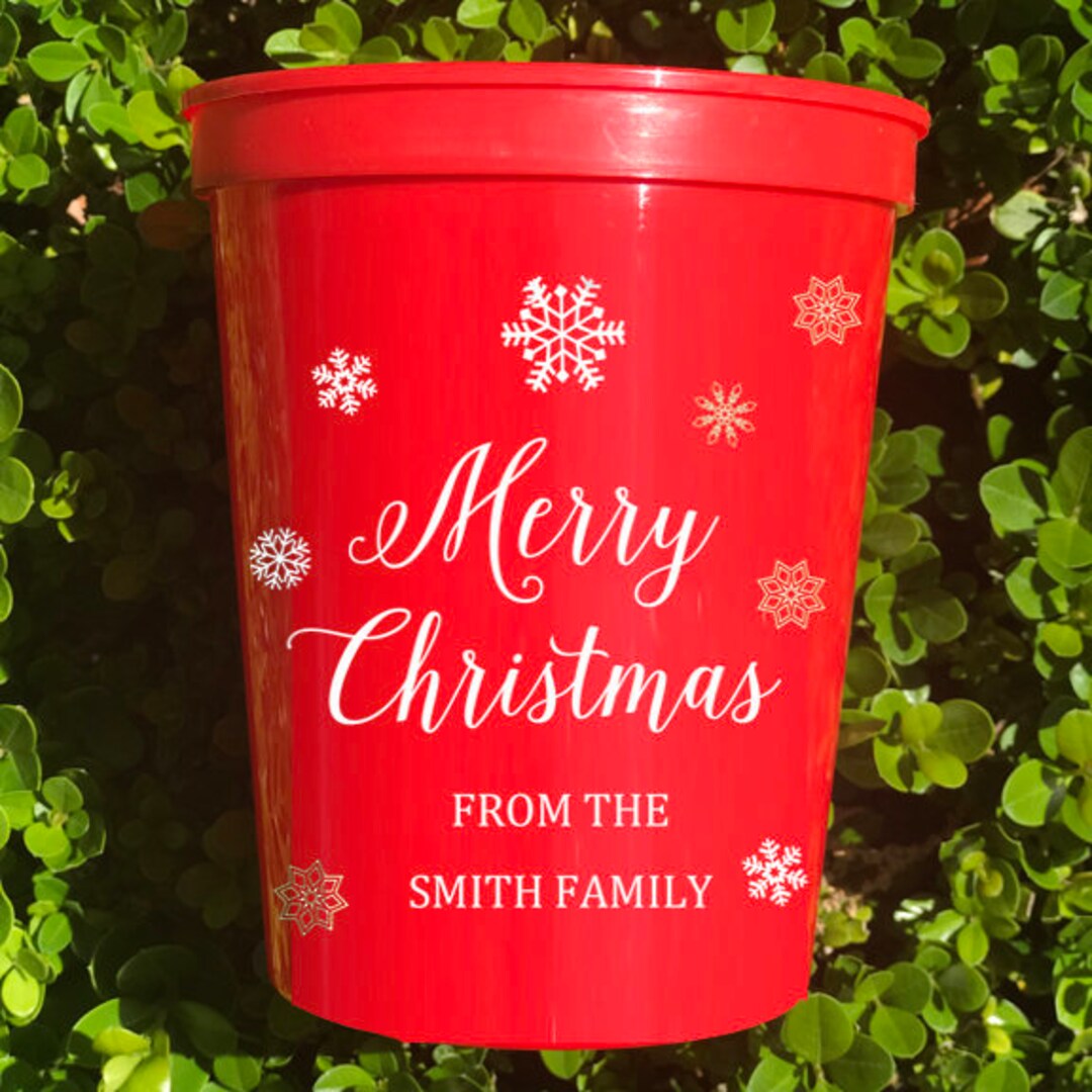 Personalized Christmas Holiday Snow Cups 16oz Christmas Holiday Party ...