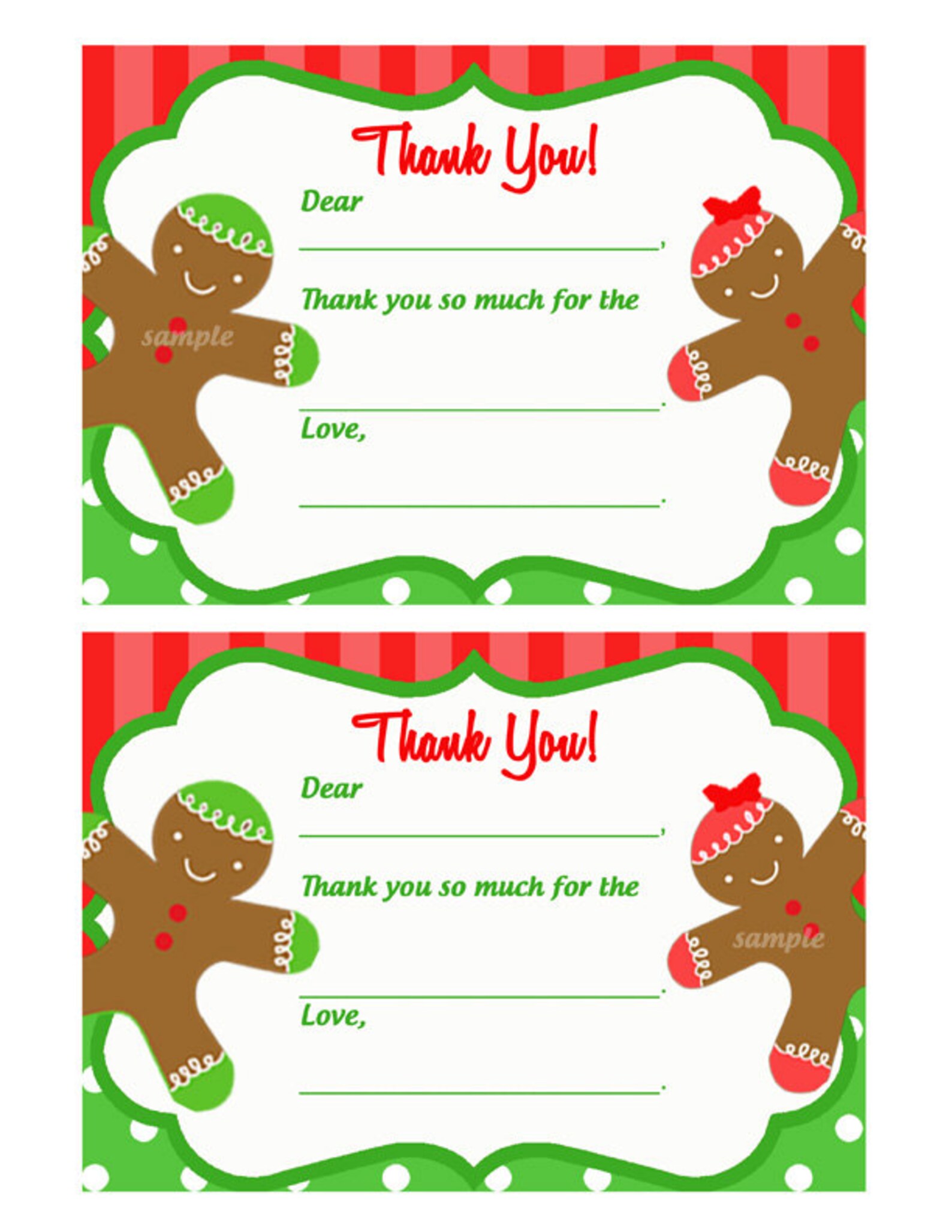 50% OFF SALE - Christmas Thank You Note Printable - Instant Download ...