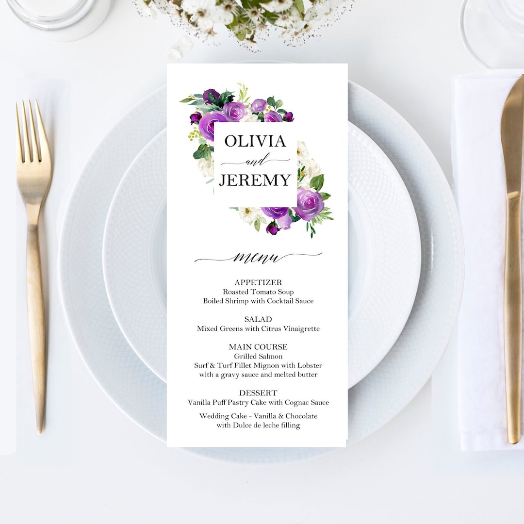 Wedding Menu Rehearsal Dinner Menu Birthday Graduation Rehearsal ...