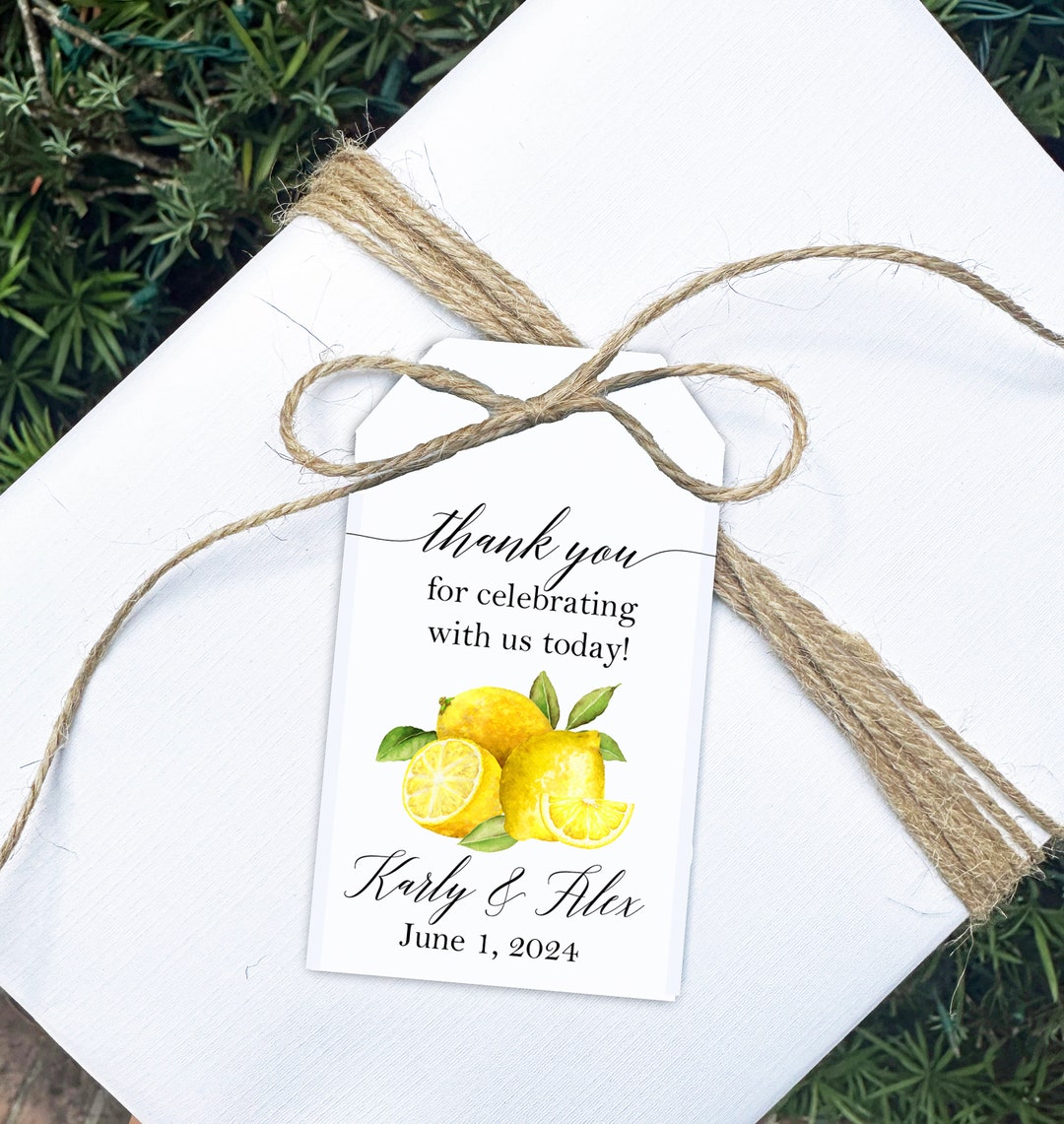Lemon Personalized Thank You Tag, Wedding Bridal Shower Thank You Tags ...