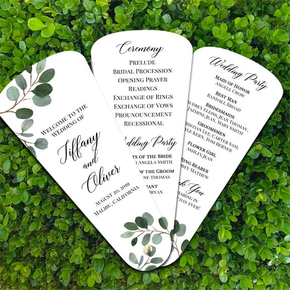 Wedding Program Petal Fans Assembled Greenery Eucalyptus | Etsy