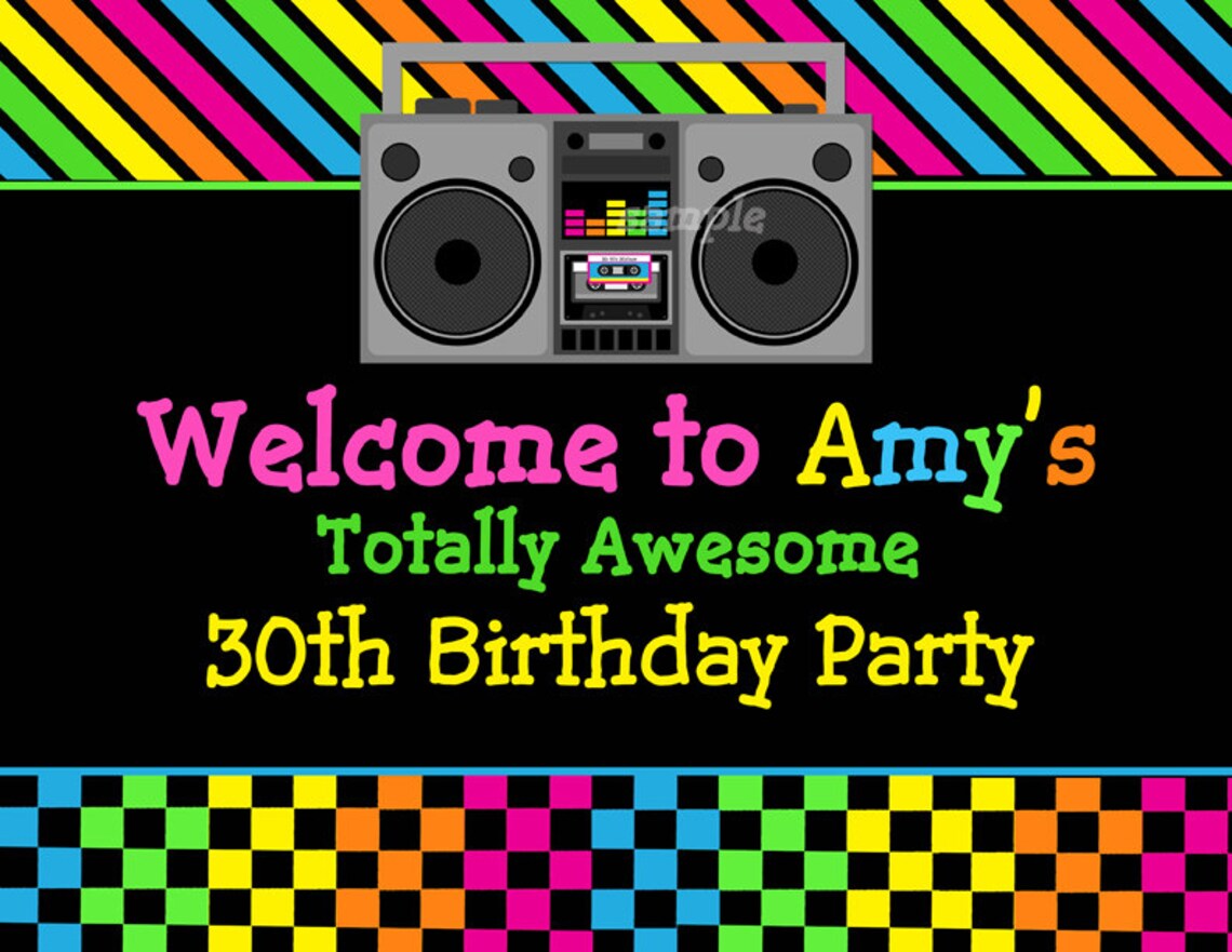80's Happy Birthday Banner Printable Instant Download - Etsy Canada