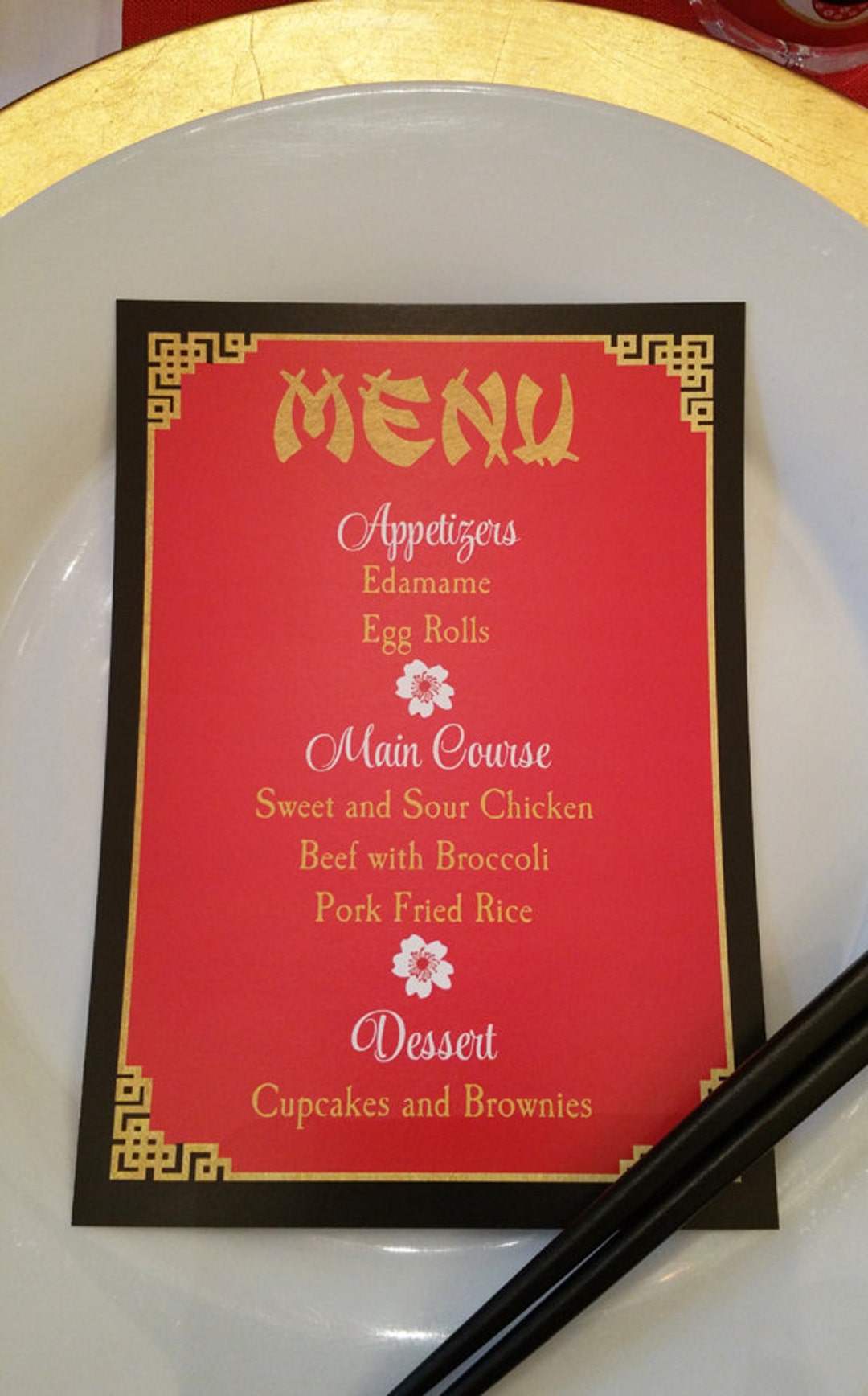 Personalized Printed Chinese Asian Menu - ANY Wording - Chinese Lantern ...