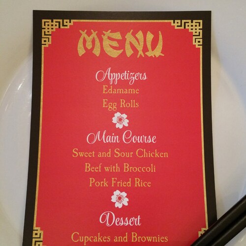 Personalized Printed Chinese Asian Menu order 25 or More - Etsy