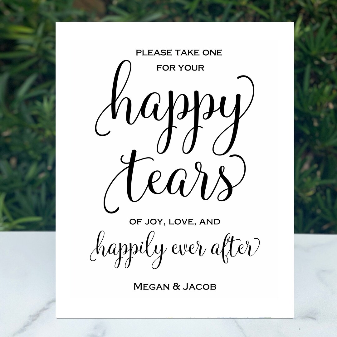 Printed Happy Tears Tissues Wedding 8x10" Sign Poster or Foam Board ...